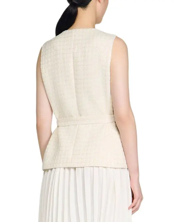 Sandro Bloom Mixed Media Short Dress - Ecru
