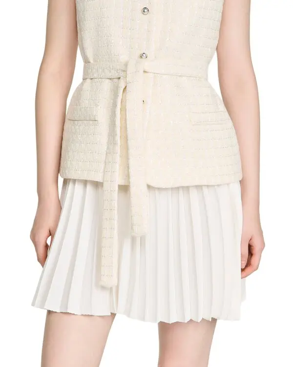 Sandro Bloom Mixed Media Short Dress - Ecru