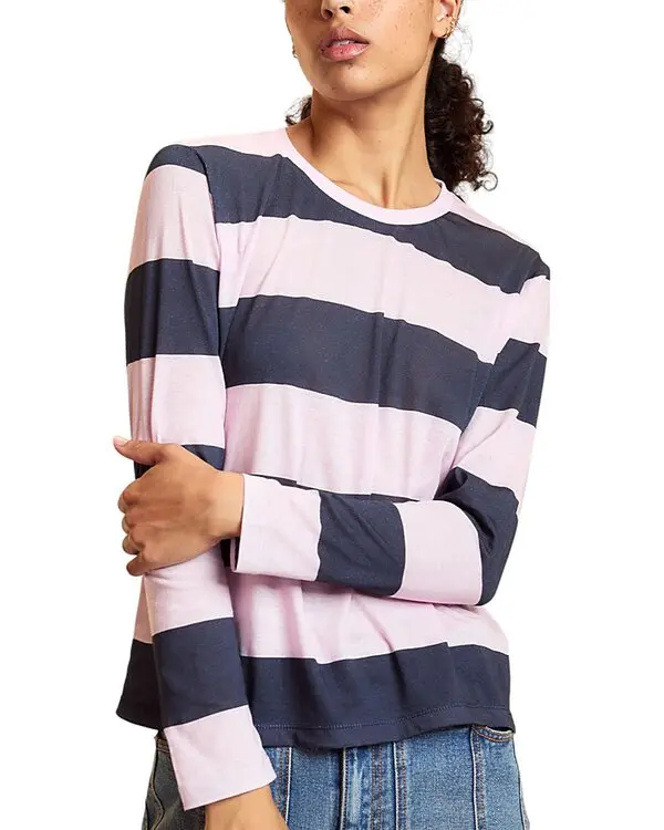 Cynthia Rowley Long Sleeve Everyday Tee - Pink/navy