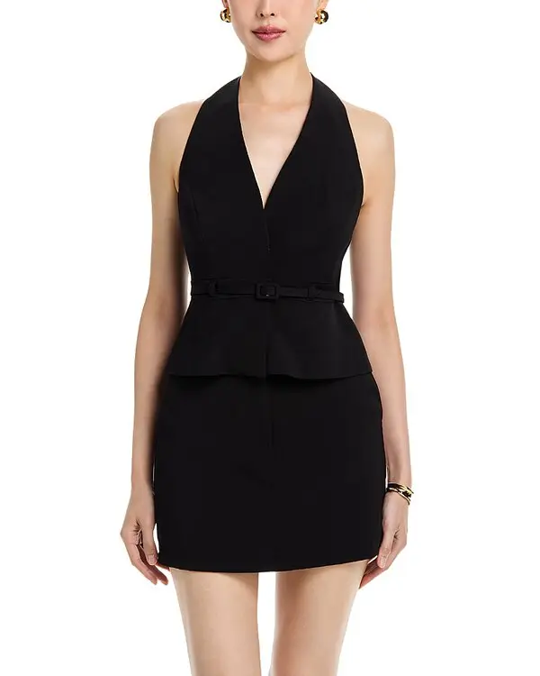 French Connection Harry Belted Halter Top - Black