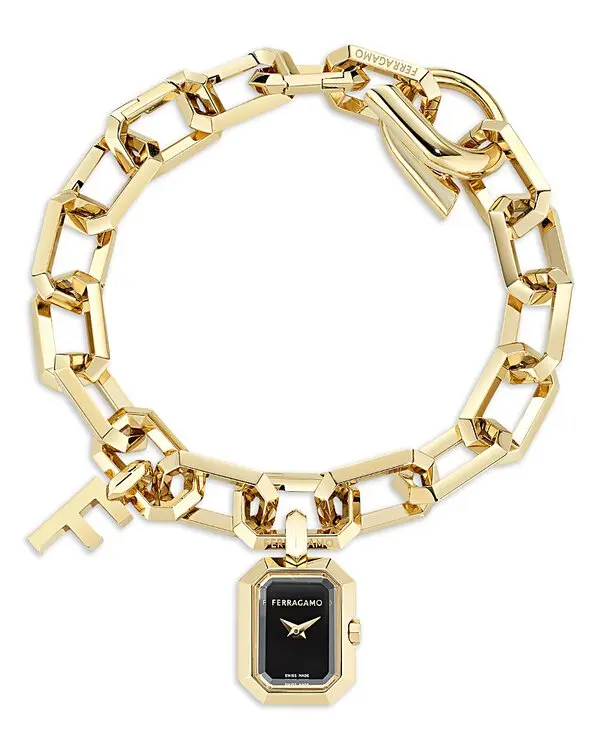 FERRAGAMO Charm Bracelet Watch, 16.6 X 7.4mm - Black/gold
