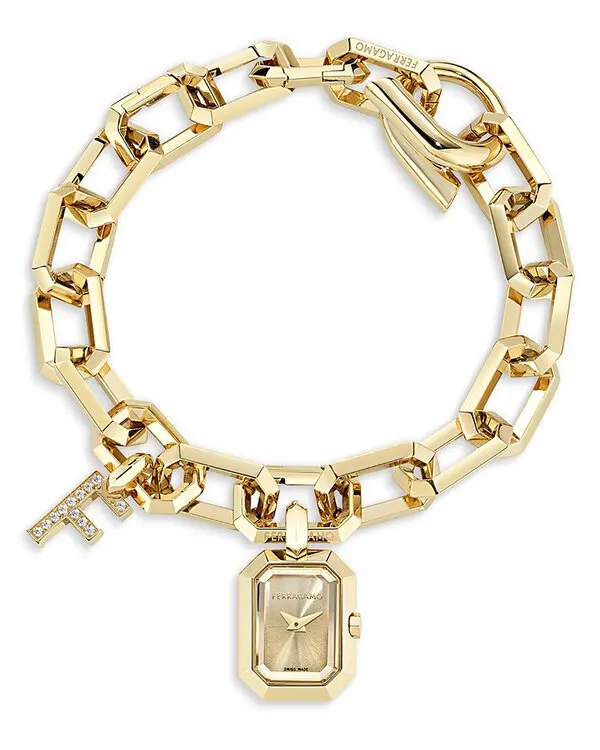 FERRAGAMO Charm Bracelet Watch, 16.6 X 7.4mm - Gold/gold
