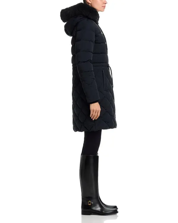 Mackage Shearling Trim Diamond Quilted Down Coat