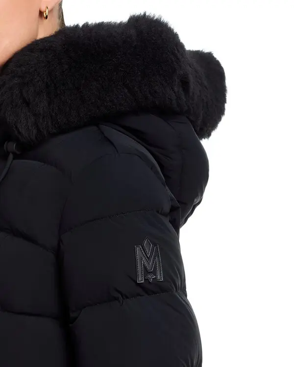 Mackage Shearling Trim Diamond Quilted Down Coat