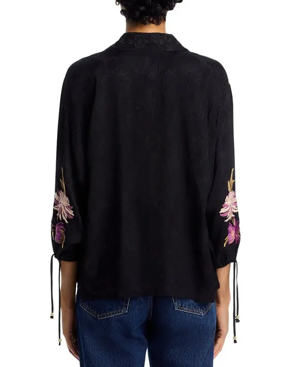 Johnny Was Embroidered Tie Sleeve Kimono