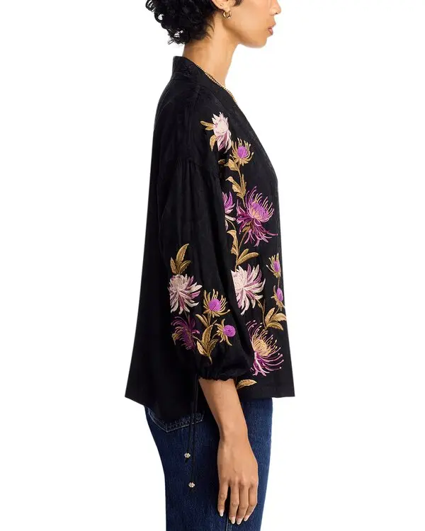 Johnny Was Embroidered Tie Sleeve Kimono