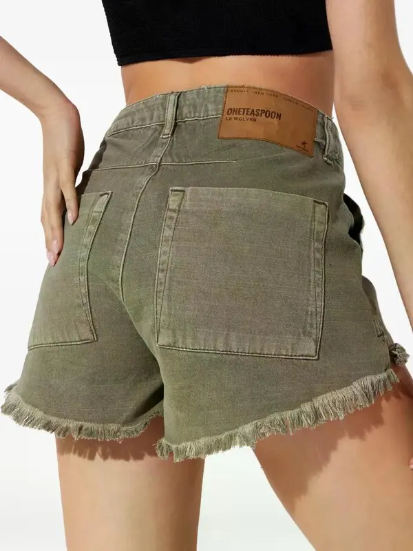 ONETEASPOON Cargo Frayed Hem Shorts