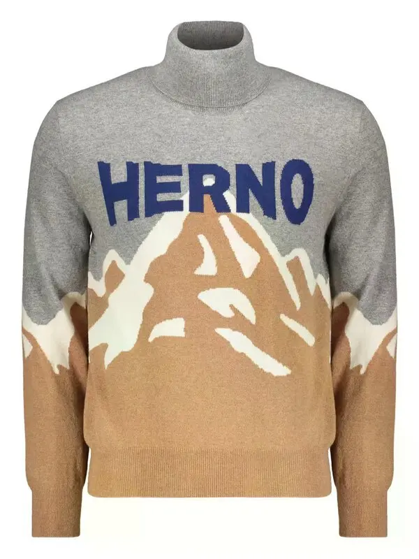 Herno Mountain-design High-neck Sweater - Grey