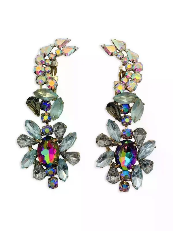 JENNIFER GIBSON JEWELLERY 1990s Crystal Earrings - Gold