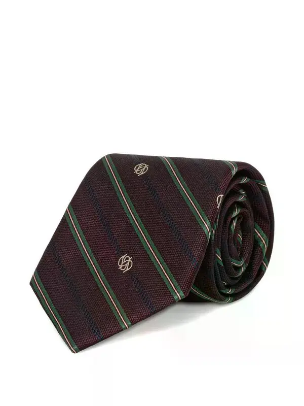 Drole De Monsieur Stripe-pattern Silk Neck Tie