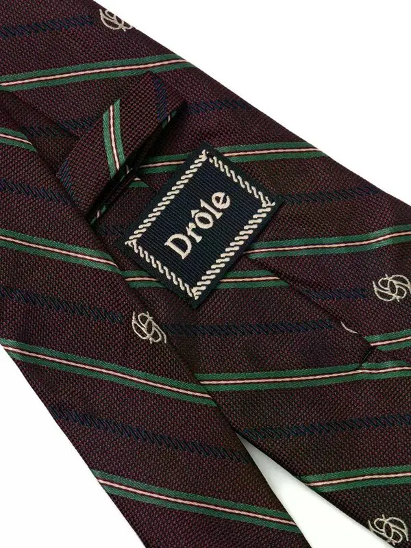 Drole De Monsieur Stripe-pattern Silk Neck Tie
