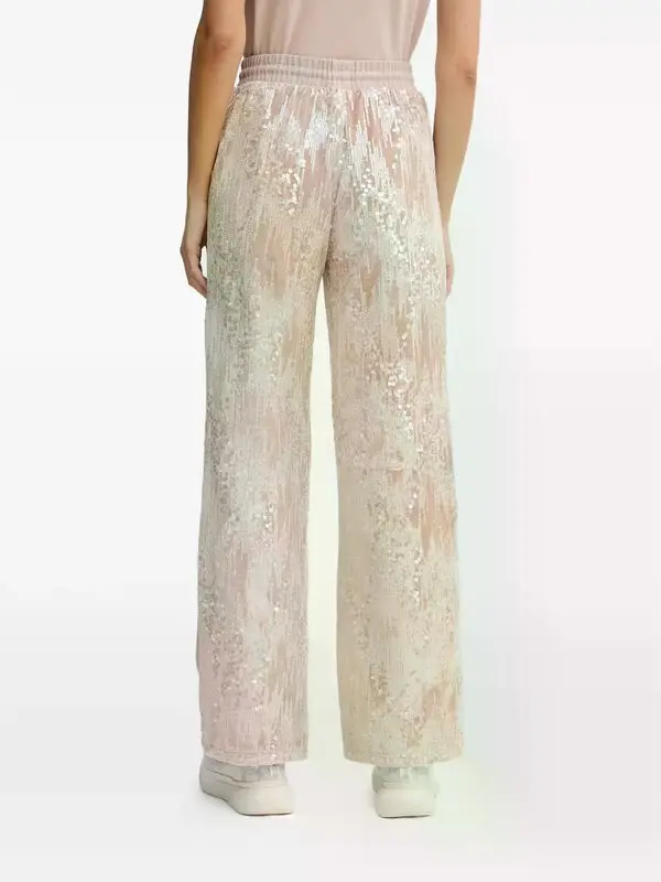 Guess Sequin Embellished Wide Leg Track Pants - Neutrals