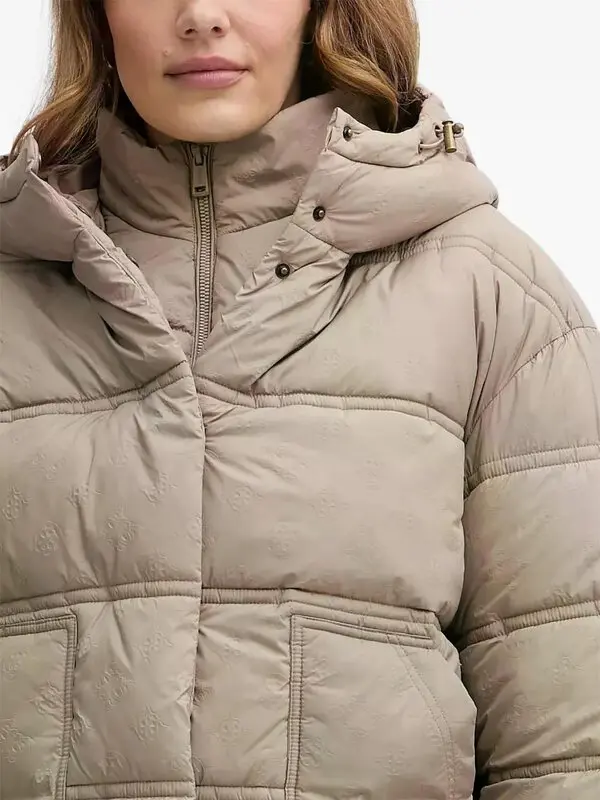 Guess Quilted Hooded Jacket - Neutrals
