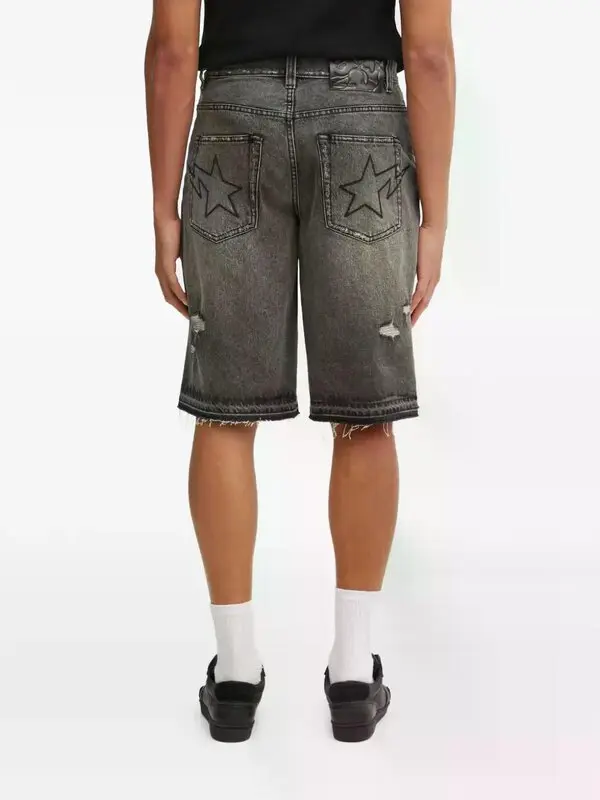 A BATHING APE Star-print Distressed Shorts