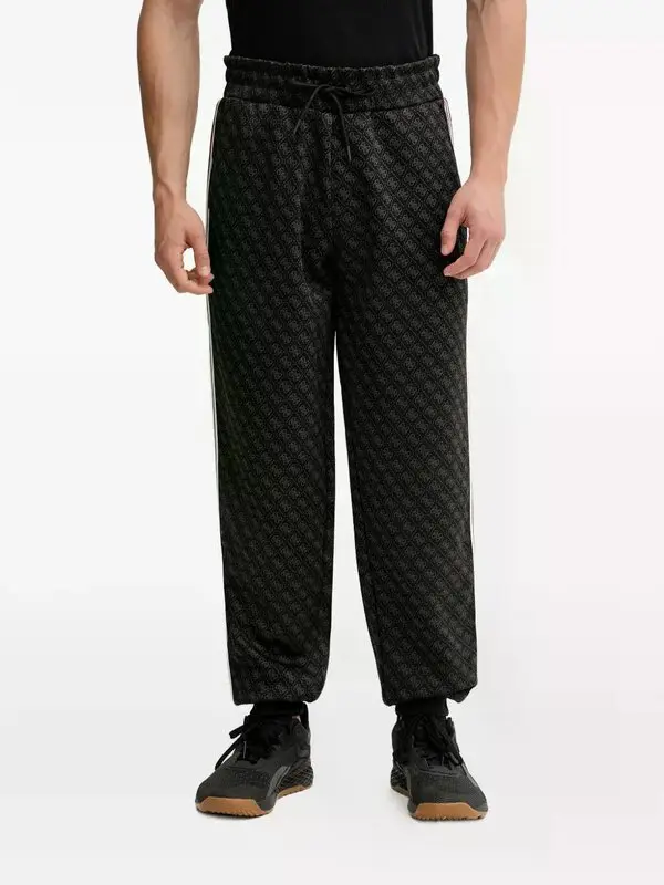 Guess Pattern Side Stripe Track Pants - Black