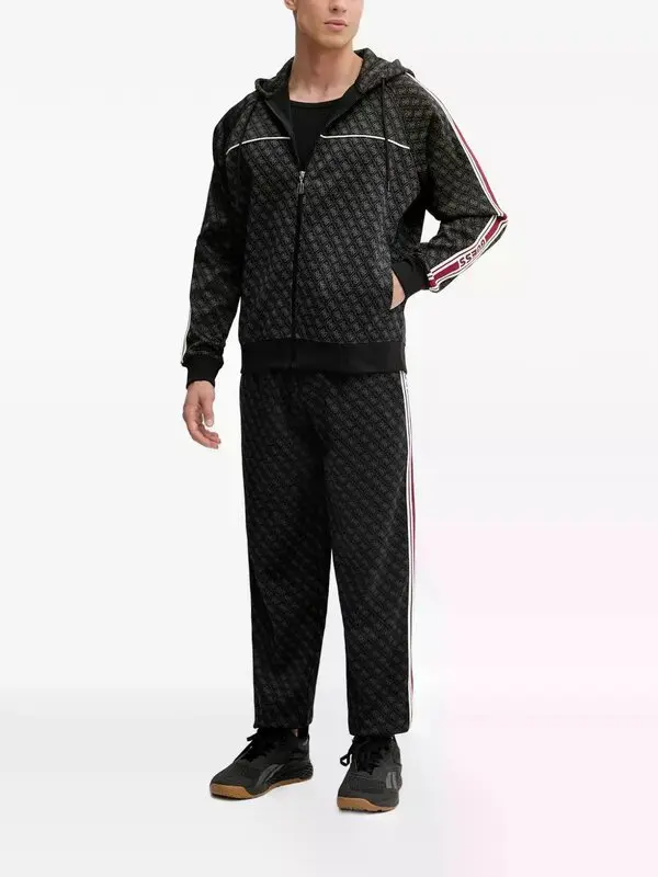 Guess Pattern Side Stripe Track Pants - Black