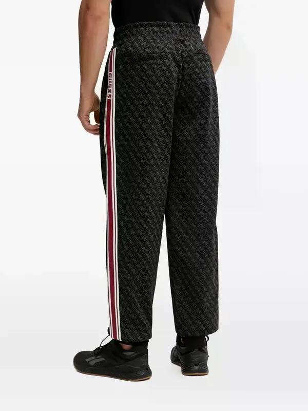 Guess Pattern Side Stripe Track Pants - Black