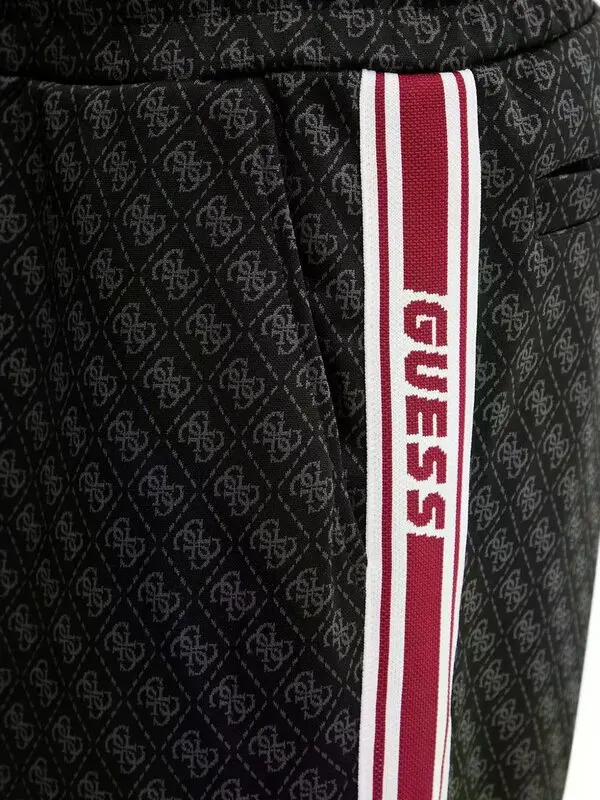 Guess Pattern Side Stripe Track Pants - Black