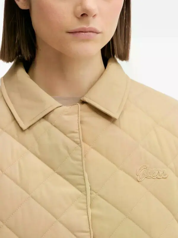 Guess Quilted Collared Jacket - Neutrals