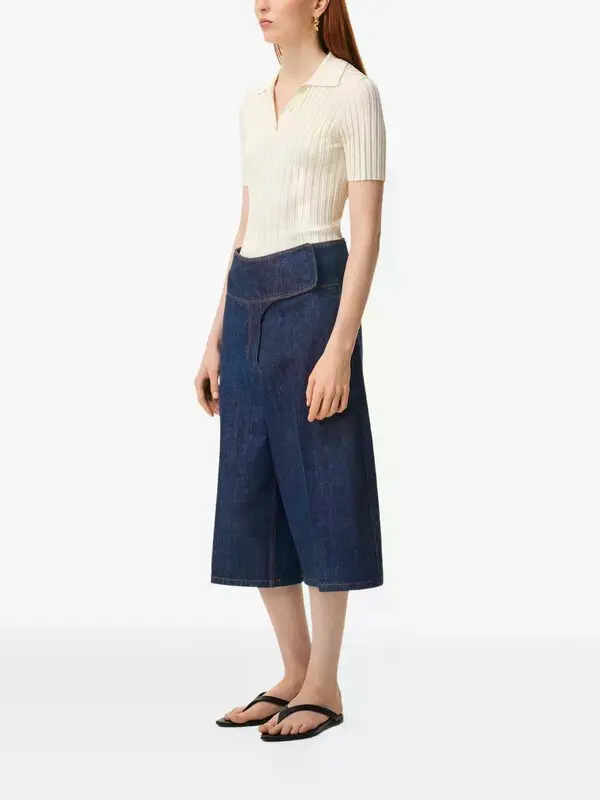 AMI Paris Cotton Wrapped Belted Bermuda Shorts - Blue