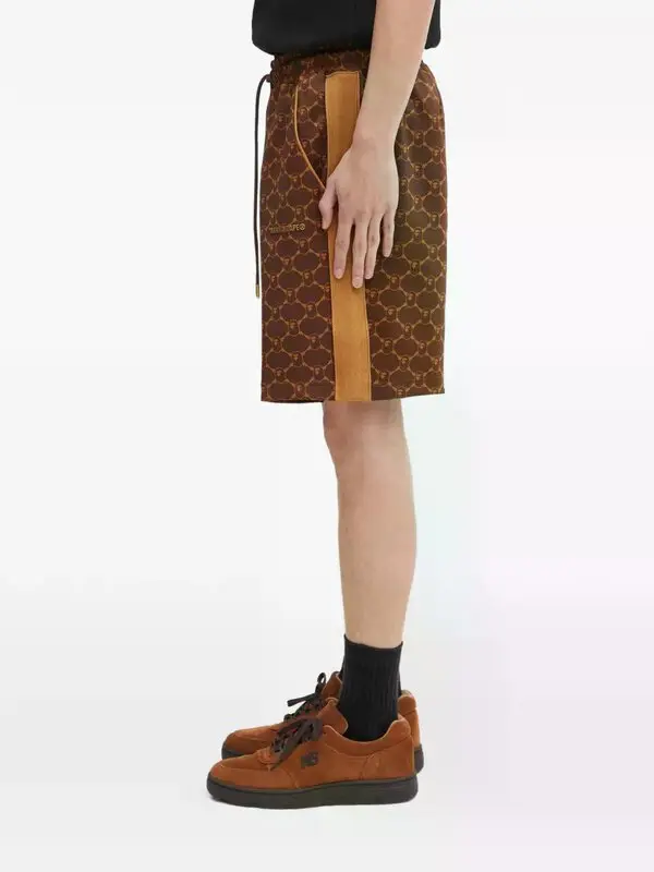 A BATHING APE All-over Monogram Print Shorts With Side Stripe Detail