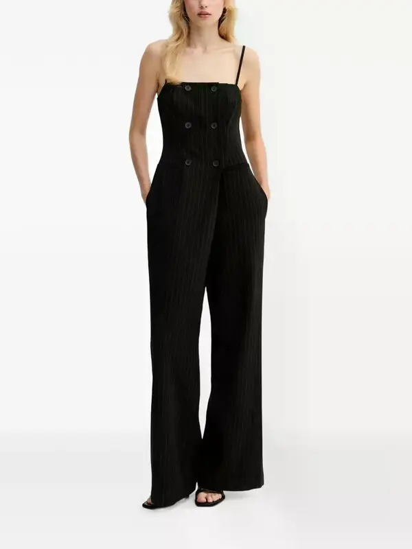 GESTUZ Pinstriped Double-breasted Jumpsuit - Black