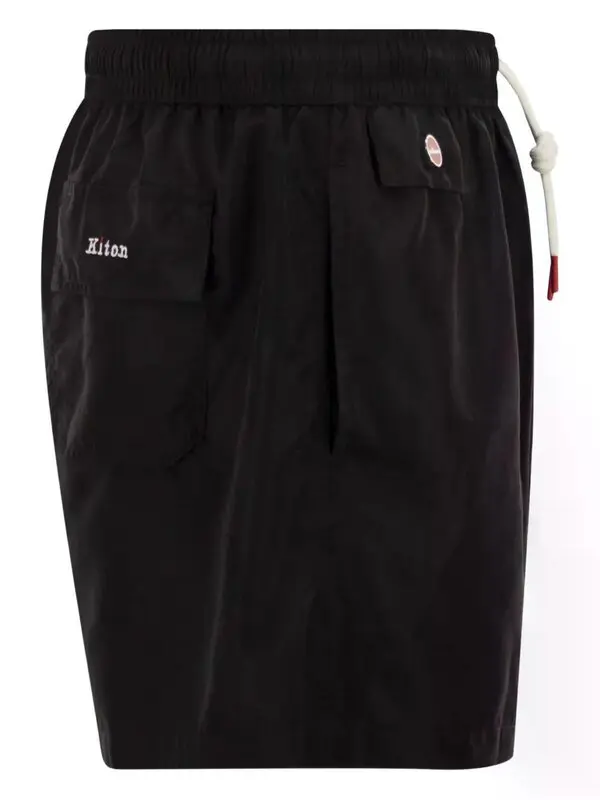 Kiton Drawstring Logo Swim Shorts - Black