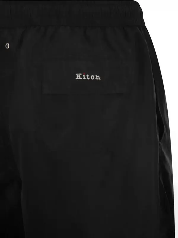 Kiton Drawstring Logo Swim Shorts - Black