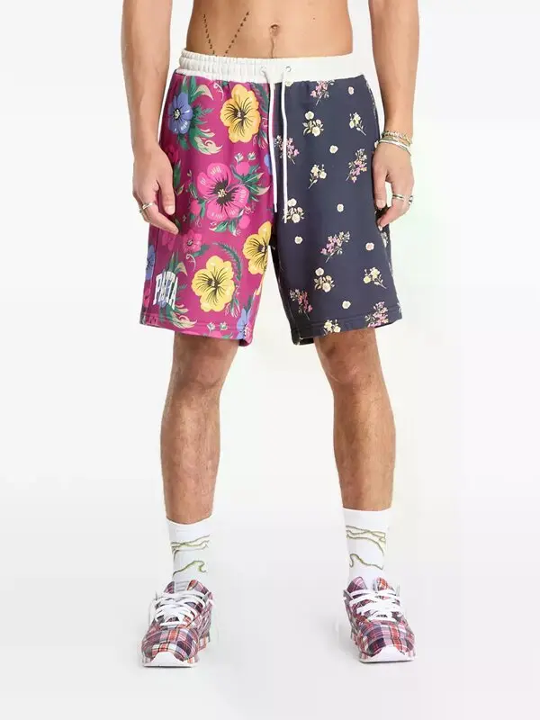 PATTA Floral-print Patchwork Track Shorts