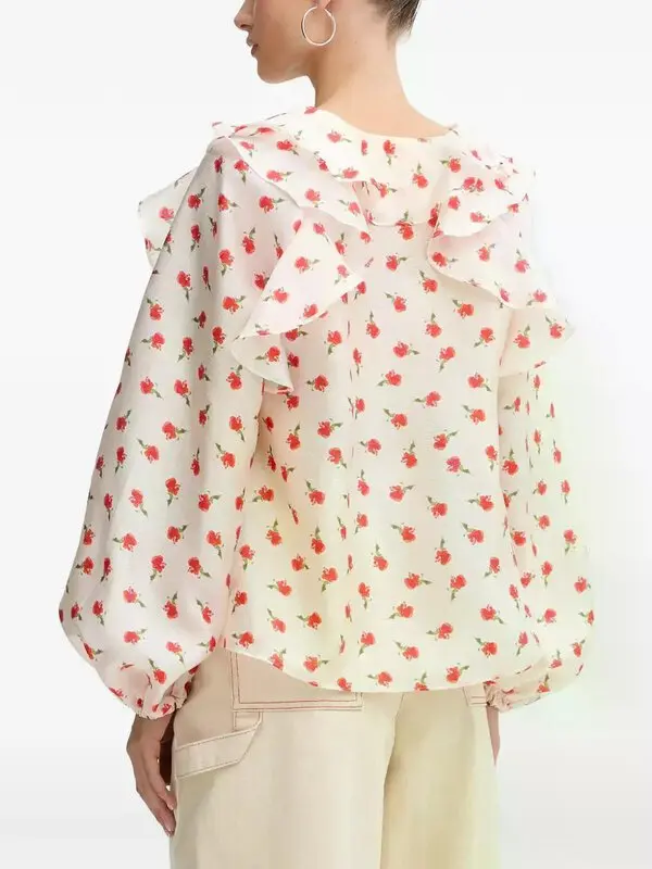 Stine Goya Floral-print Ruffled Blouse