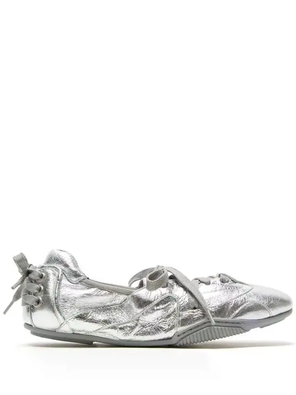 Acne Studios Lace-up Leather Ballet Flats - Silver