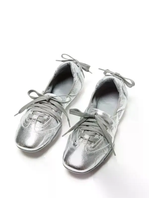 Acne Studios Lace-up Leather Ballet Flats - Silver