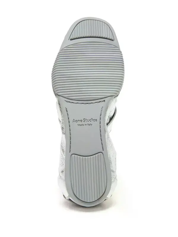 Acne Studios Lace-up Leather Ballet Flats - Silver