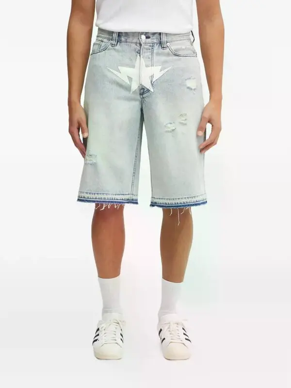 A BATHING APE Destroyed Sta Denim Shorts