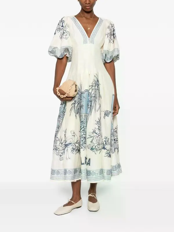 ALEMAIS Patterned V-neck Mini Dress