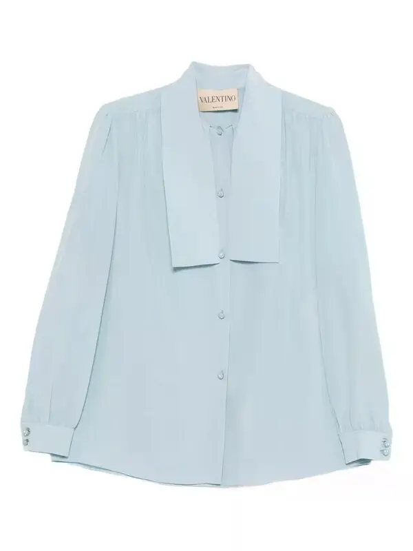 Valentino Garavani Tie-collar Buttoned Shirt - Blue