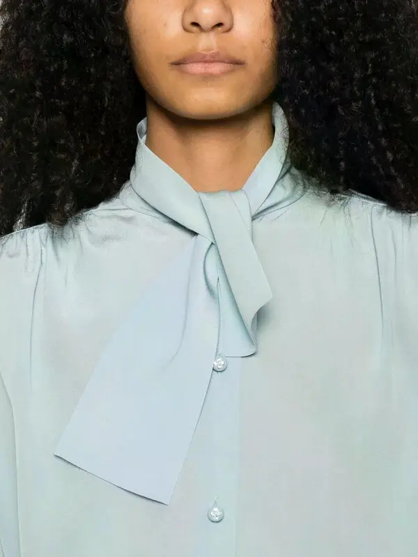 Valentino Garavani Tie-collar Buttoned Shirt - Blue