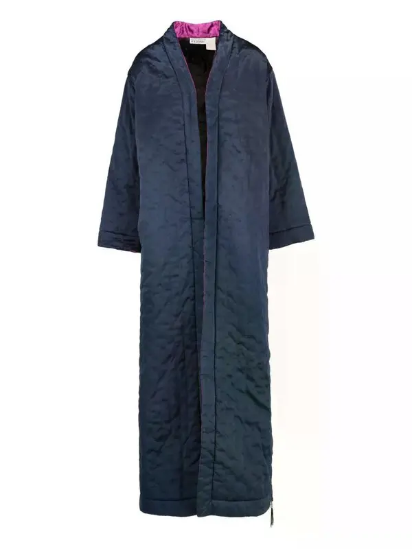 Gianfranco Ferre Quilted V-neck Coat With Violet Trim