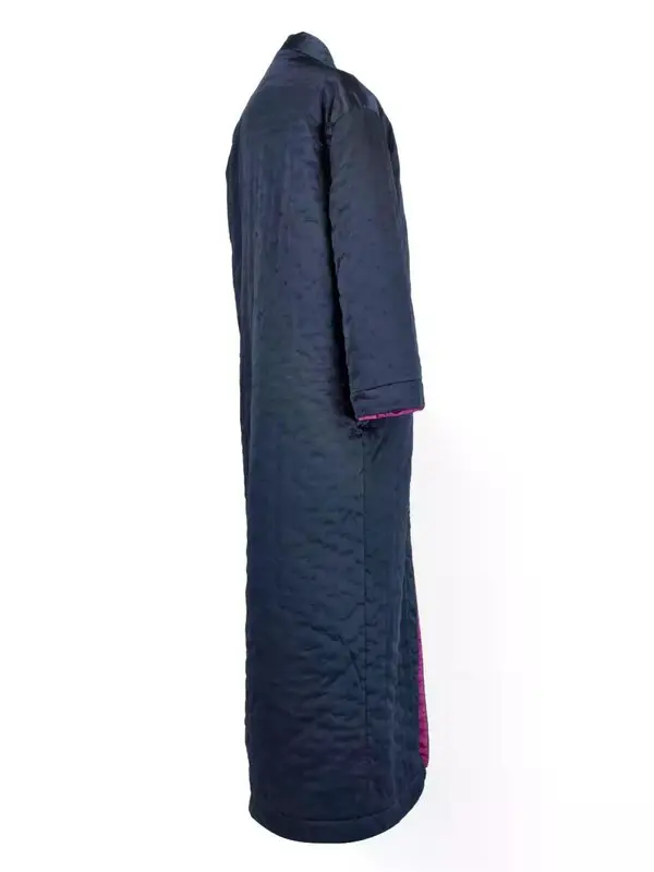 Gianfranco Ferre Quilted V-neck Coat With Violet Trim