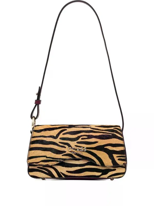 Guess Domitilla Zebra-print Shoulder Bag - Neutrals