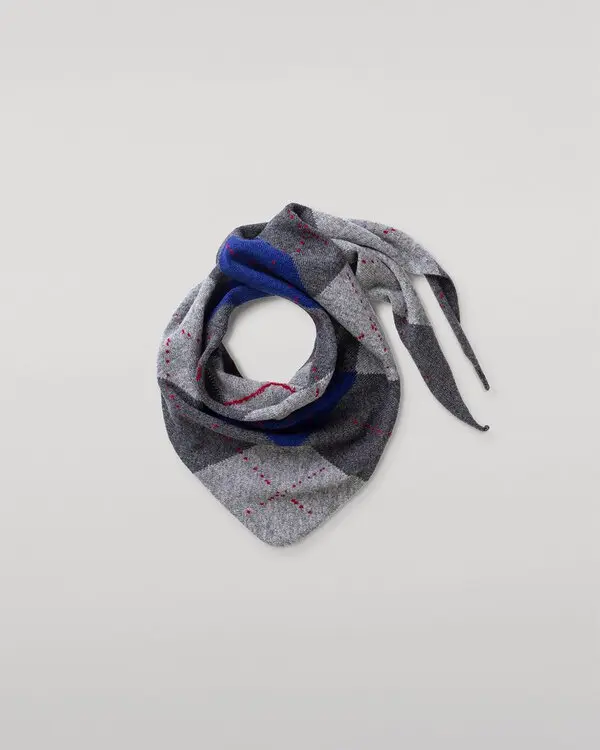 Johnstons Of Elgin Clan Mid Argyle Cashmere Bandana - Grey