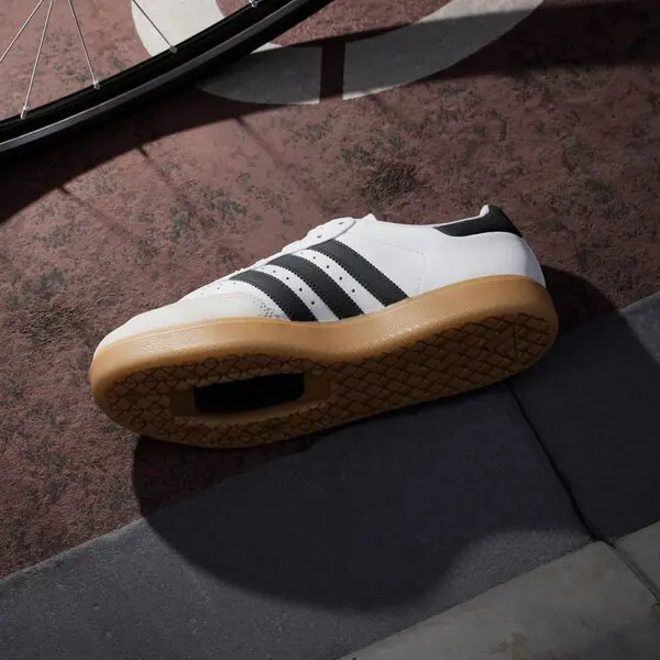 Adidas Velosamba Leather Cycling Shoes - Cloud White / Core Black / Gold Metallic