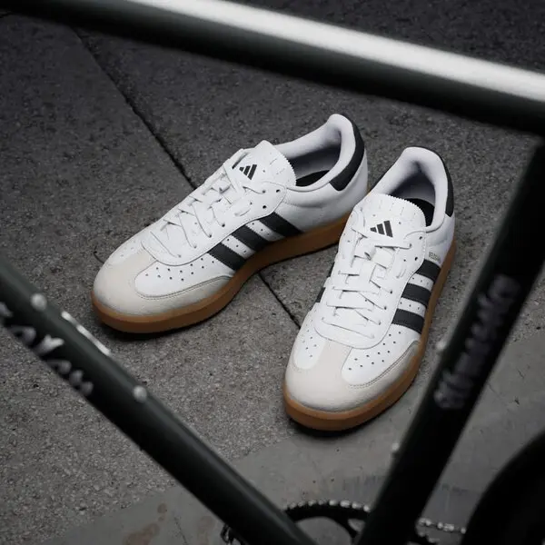 Adidas Velosamba Leather Cycling Shoes - Cloud White / Core Black / Gold Metallic