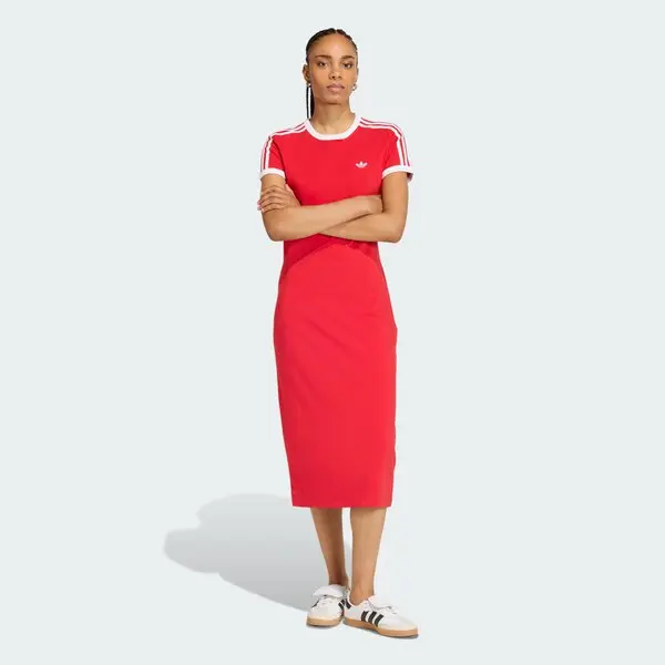 Adidas 3-stripes Slim Dress - Better Scarlet / White