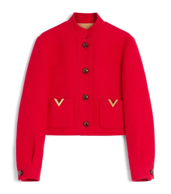 Valentino Garavani Wool-silk Cropped Pea Coat