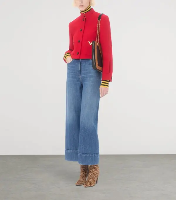 Valentino Garavani Wool-silk Cropped Pea Coat