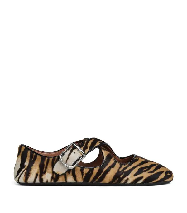 Alaïa Tiger-print Ballet Flats - Beige