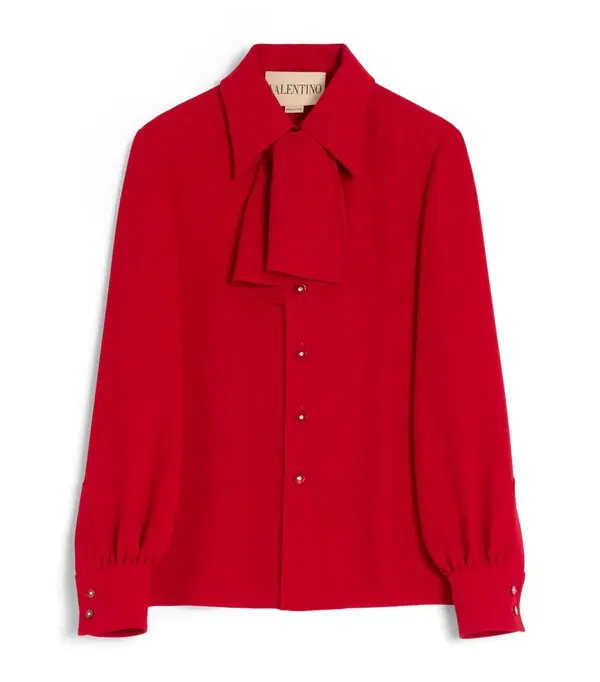 Valentino Garavani Silk Bow Shirt - Red