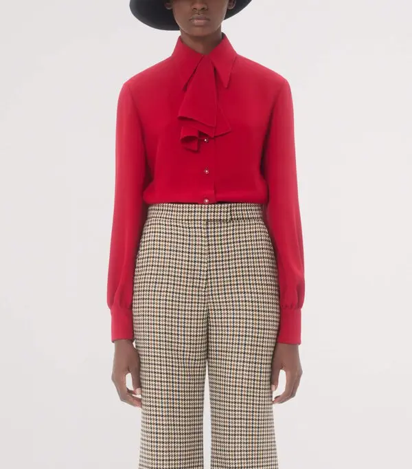 Valentino Garavani Silk Bow Shirt - Red