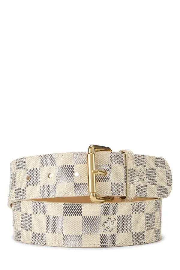 LOUIS VUITTON Damier Azur Canvas Belt - White